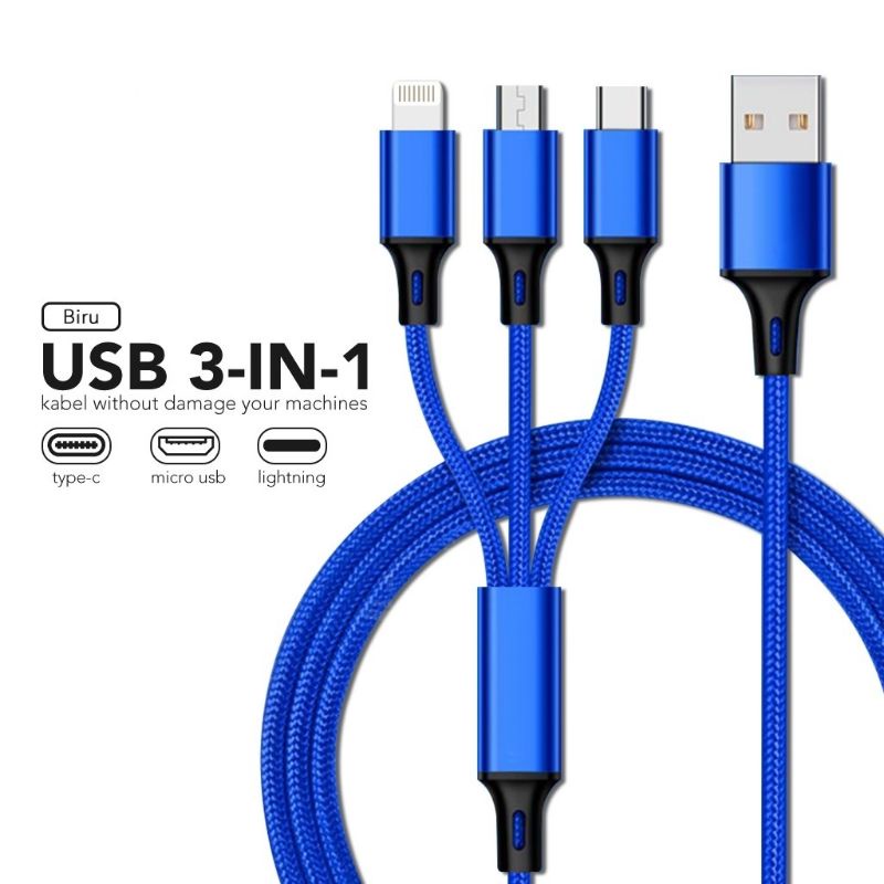 Jual Kabel charger 3 in 1 panjang 1 m | Shopee Indonesia