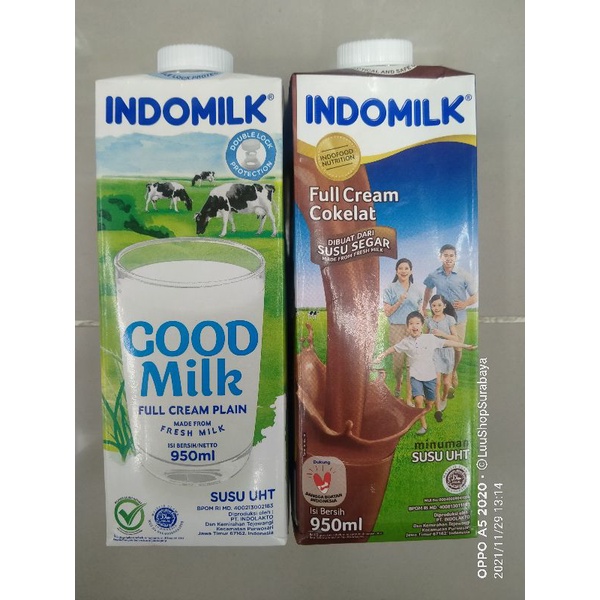 Jual Indomilk Susu Cair UHT Siap Minum Full Cream/Cokelat Kotak 950ml | Shopee Indonesia