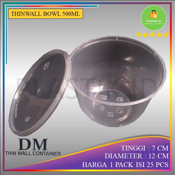 Jual THINWALL BOWL 500 ML MANGKOK PLASTIK BULAT CUP PUDDING KOTAK ...