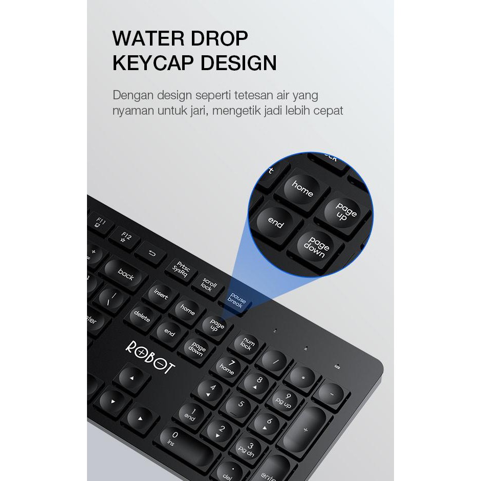 Jual ROBOT KM4000 Wireless Keyboard and Mouse Combo Silent Key Water ...
