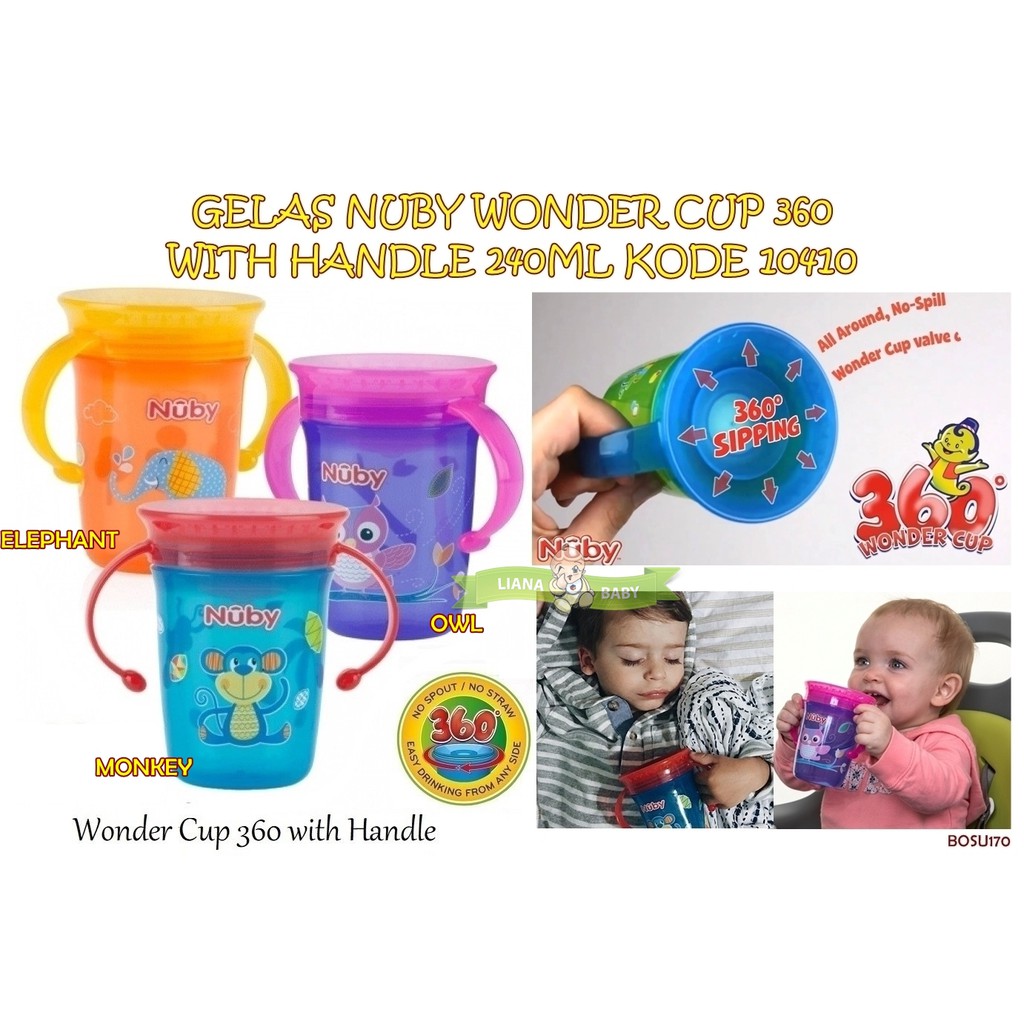 Jual BOSU170 GELAS NUBY WONDER CUP 360 WITH HANDLE 240ML KODE 10410 ...