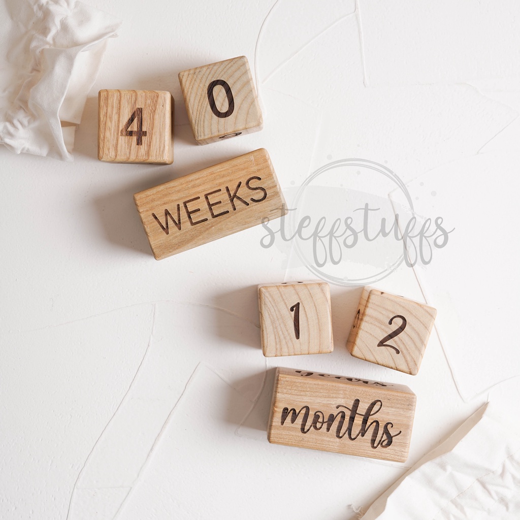 Jual MILESTONES AGE WOODEN BLOCK | Milestone Kayu Wood Umur Bayi Anak ...