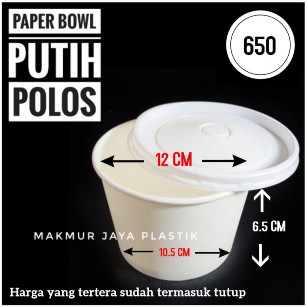 Jual [25 PC] TERMURAH ~ PAPER RICE BOWL POLOS PUTIH MANGKOK KERTAS ...