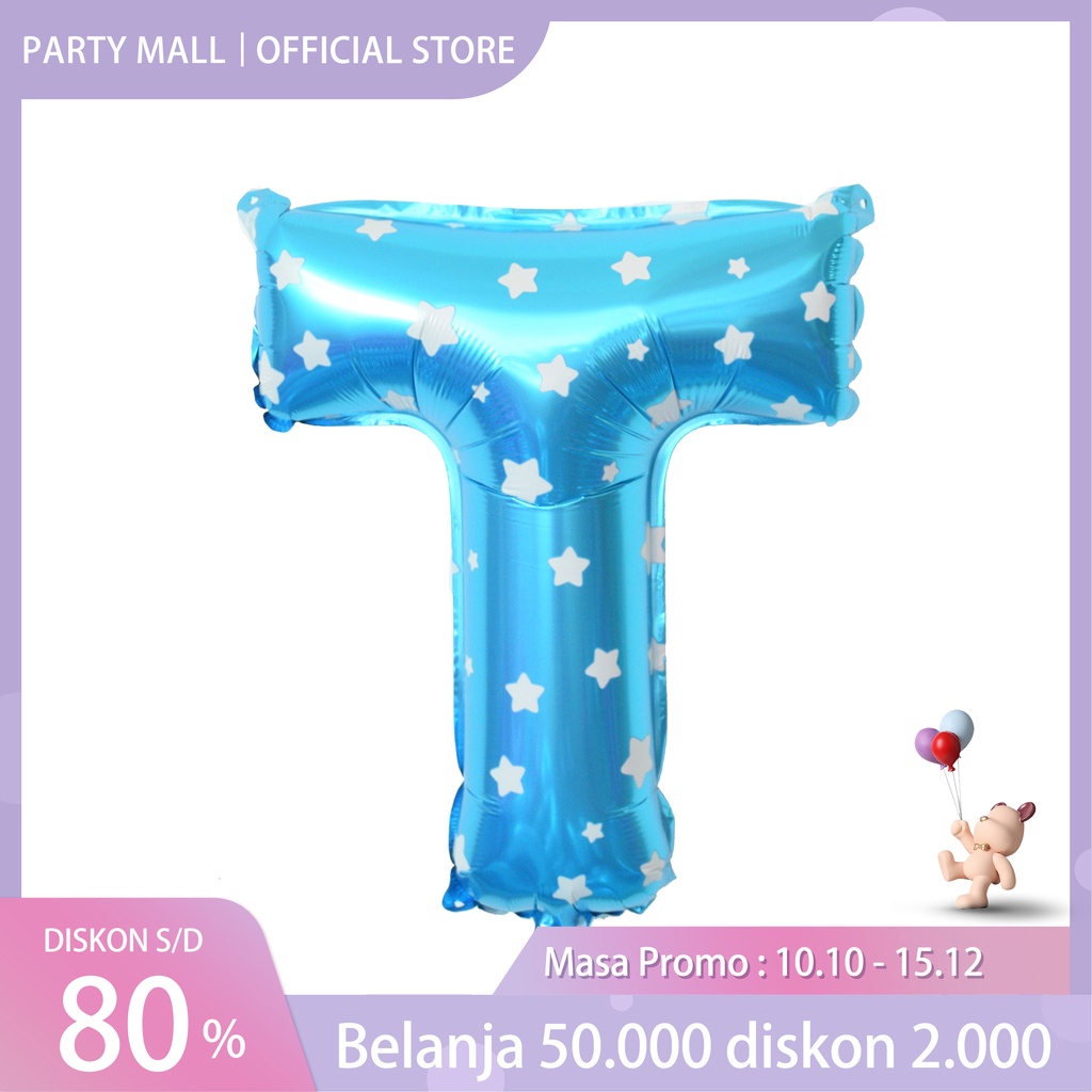 Jual Balon Foil Huruf Biru 16 Inch 40cm Abjad Alphabet A-Z Balon Foil ...
