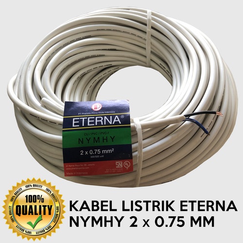 Jual Kabel ETERNA Isi 2x0,75 mm Kabel Listrik Tembaga Kuningan / Kabel Instalasi Kabel Listrik ...