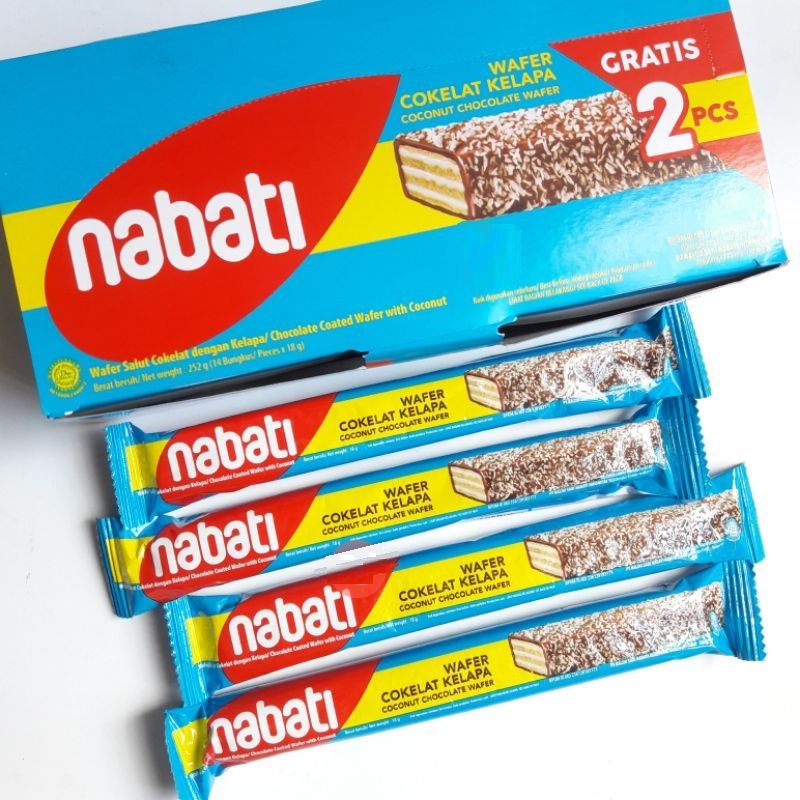 Jual Nabati Wafer Cokelat kelapa coated 18 gr 1 pack isi 12 pcs ...