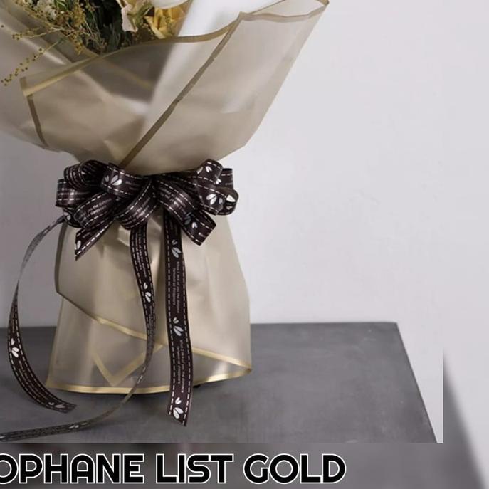 Jual KERTAS PEMBUNGKUS BUKET BUNGA LIST EMAS / FLOWER WRAPPING PAPER ...
