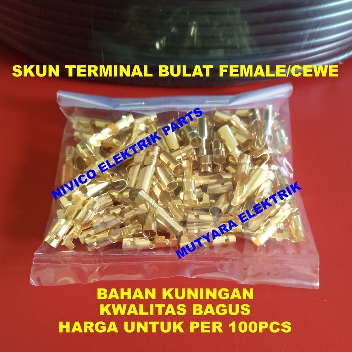 Jual Skun Bulat 100pcs Female / 100pcs Skun Bulat / Skun Kabel ...