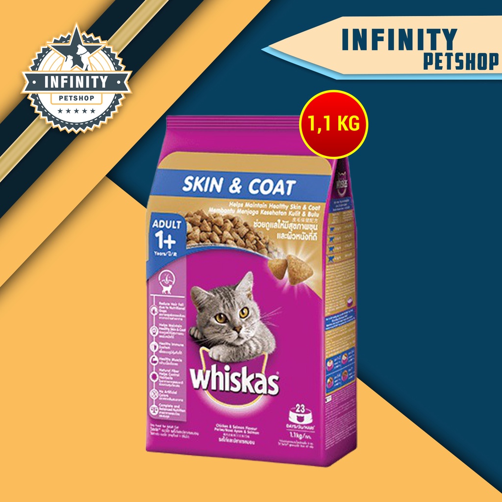 Jual Whiskas Makanan Kucing Kering Dry Food Adult Skin Coa kulit Bulu 1 ...