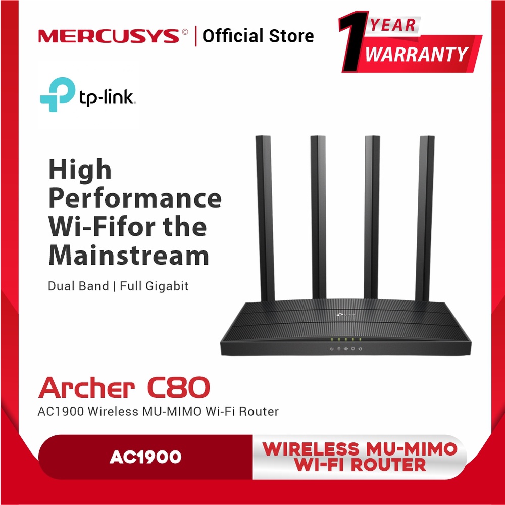 Jual Mercusys TP-Link Archer C80 AC1900 MU-MIMO Dual-Band Gigabit Wi-Fi 5 Router 4 Antennas IPTV ...