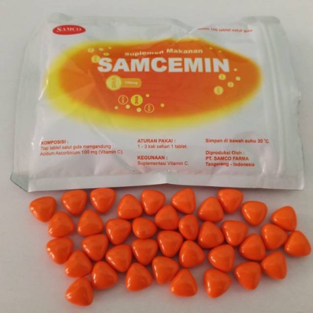 Jual SAMCEMIN Vitamin C 100mg ISI 100 TABLET - PT SAMCO FARMA | Shopee ...