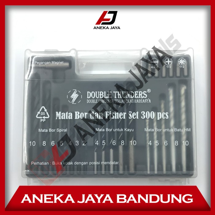Jual DOUBLE THUNDERS Mata Bor dan Fisher Set 300 Pcs - Bor Besi Kayu Tembok | Shopee Indonesia