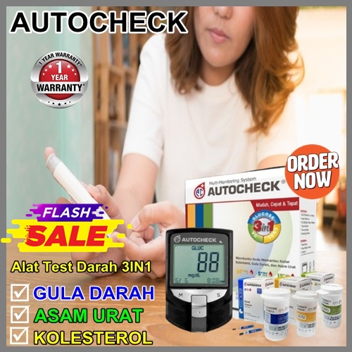 Jual PROMO autocheck alat cek gula darah 3 in 1 lengkap alat kesehatan ...