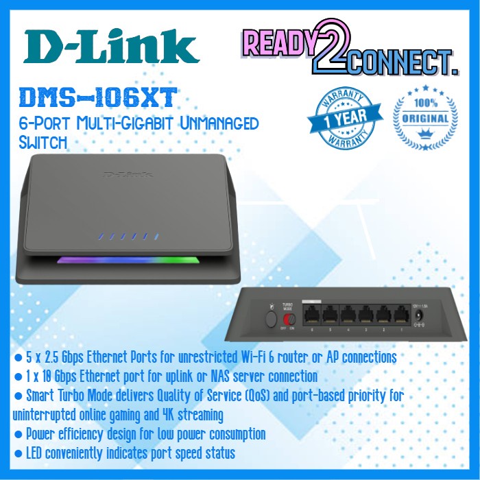 Jual DLINK DMS-106XT 6-Port Multi-Gigabit Unmanaged Switch | Shopee ...
