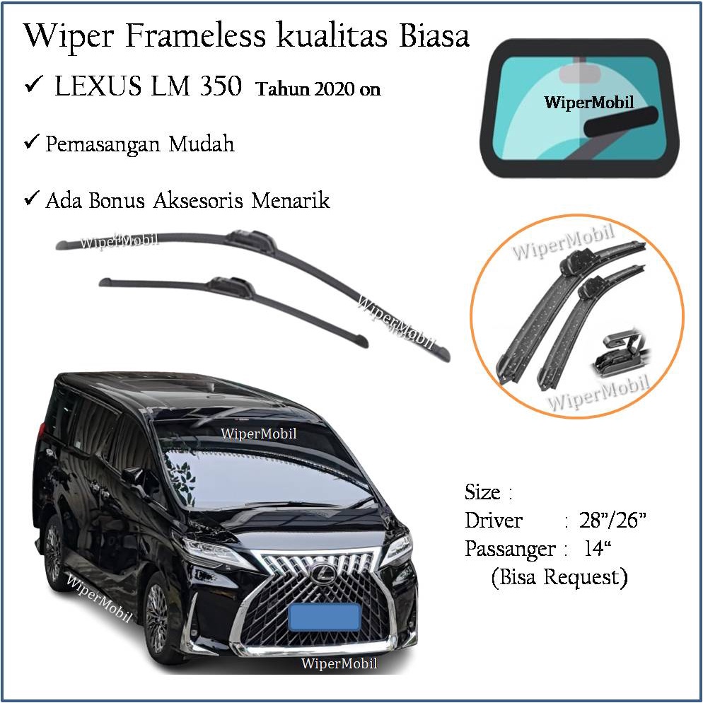Jual Wiper Frameless Kaca Mobil Lexus LM 350 2020 2021 2022 2023 2024 ...