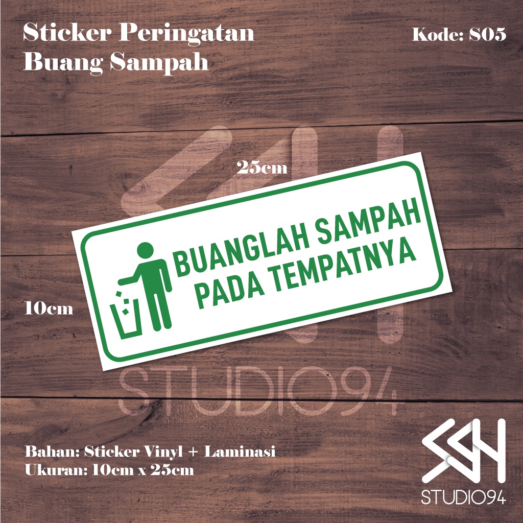 Jual Stiker Peringatan | Sticker Penunjuk | DILARANG BUANG SAMPAH ...