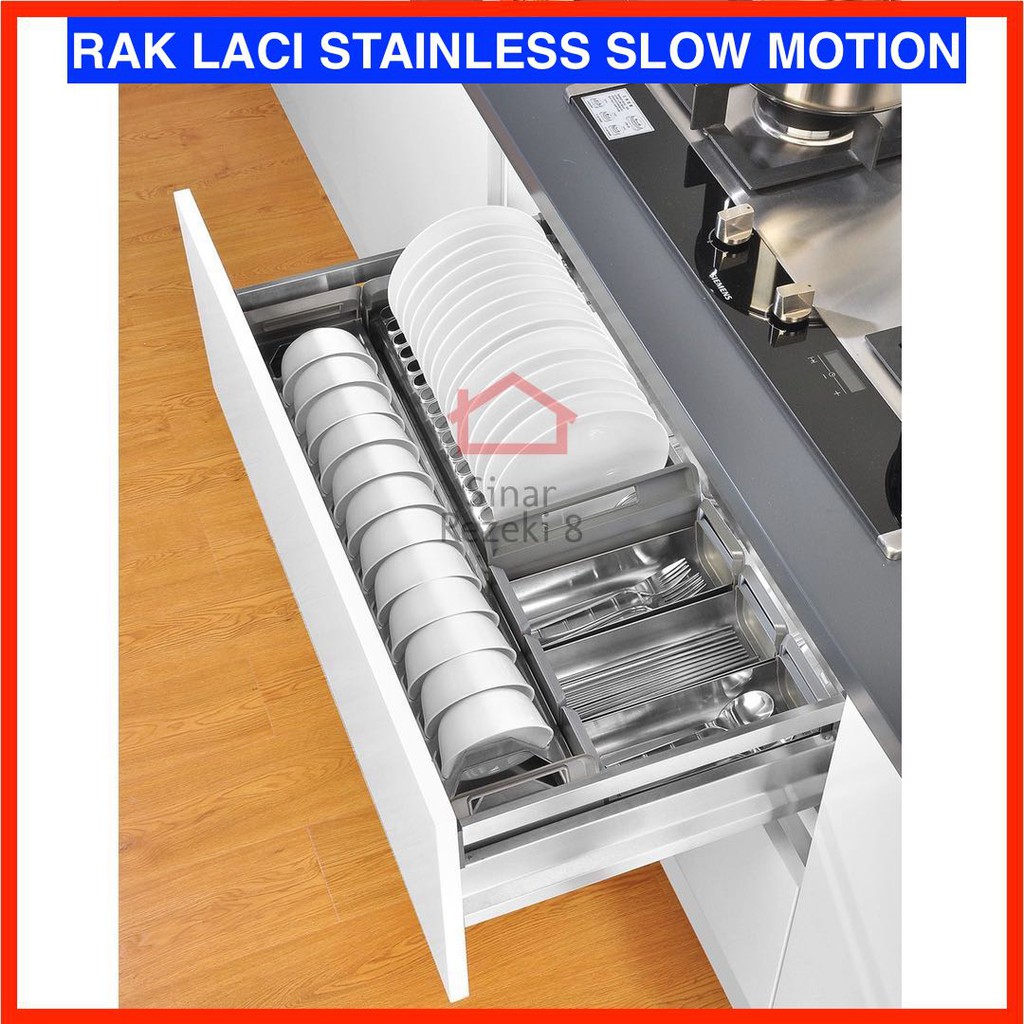 Jual Rak STAINLESS Piring Mangkok SLOW MOTION Sendok Dapur Tempat ...