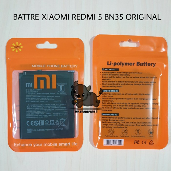 Jual BATTRAY BATERAI BATRE XIAOMI REDMI 5 BN35 ORIGINAL | Shopee Indonesia