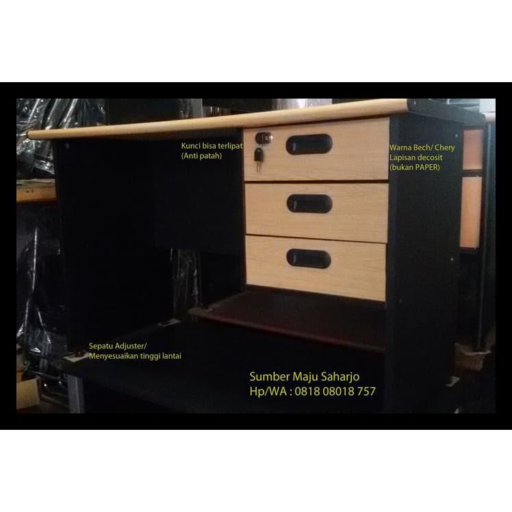 Jual NEW MEJA KANTOR MEJA KERJA MEJA 1/2 BIRO SMS-EDGING MEJA LACI 3 ...