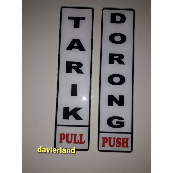 Jual TARIK DORONG. LABEL PETUNJUK PINTU. AKRILIK STIKER. SIGN BOARD ...