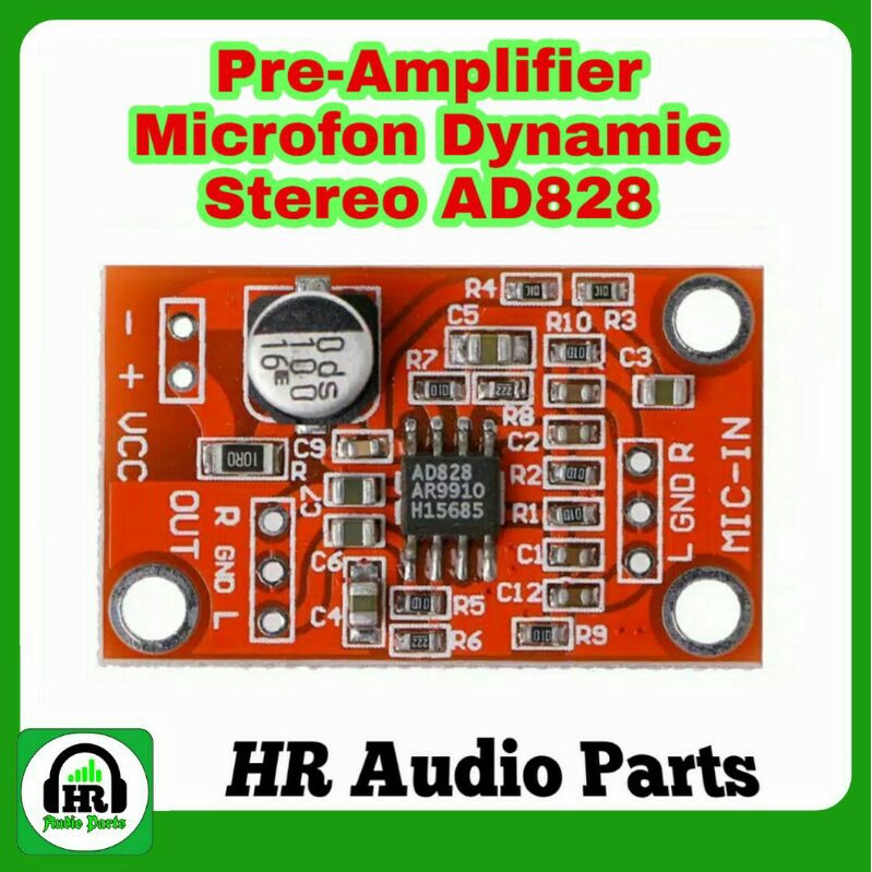 Jual Mini PreAmp Mic Dynamic Stereo AD828 Microfon Amplifier SMD 3.7V ...