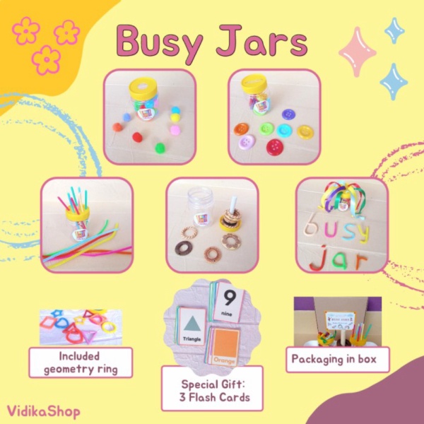 Jual Busy Jars Complete Set 5 jars/ Sensory Play - Kuning Berkualitas ...