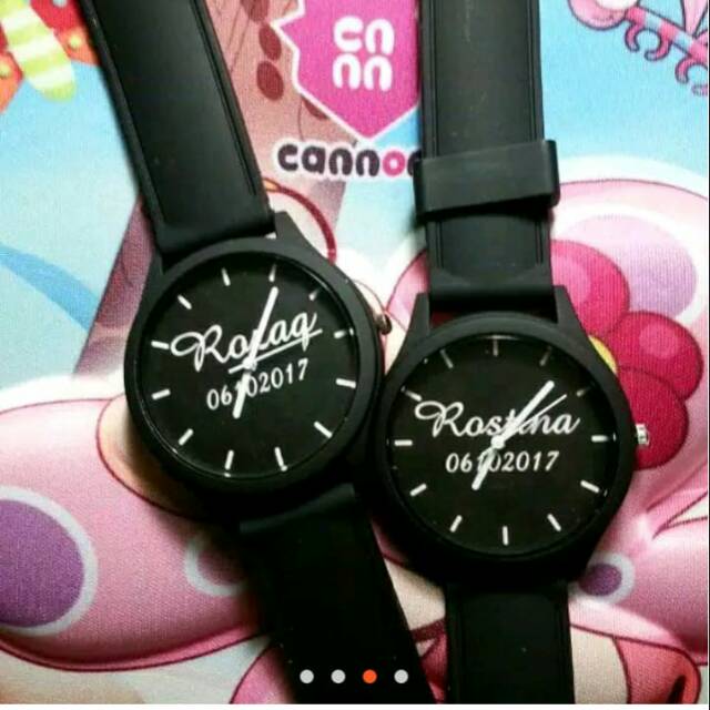 Jual Jam tangan custom couple terlaris!! Bisa pakai nama sendiri, foto ...