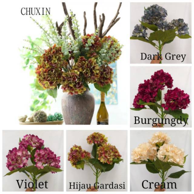 Jual Hortensia Artificial/Hortensia Hydrangea Cabang 5 Artificial ...