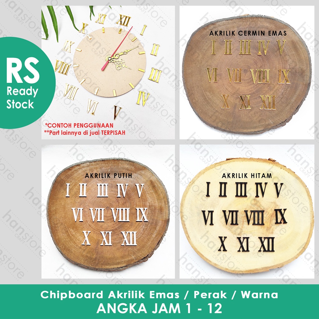 Jual RS T. 4 cm SET Angka Jam dinding 1 - 12 Romawi / Arial / Arabic ...
