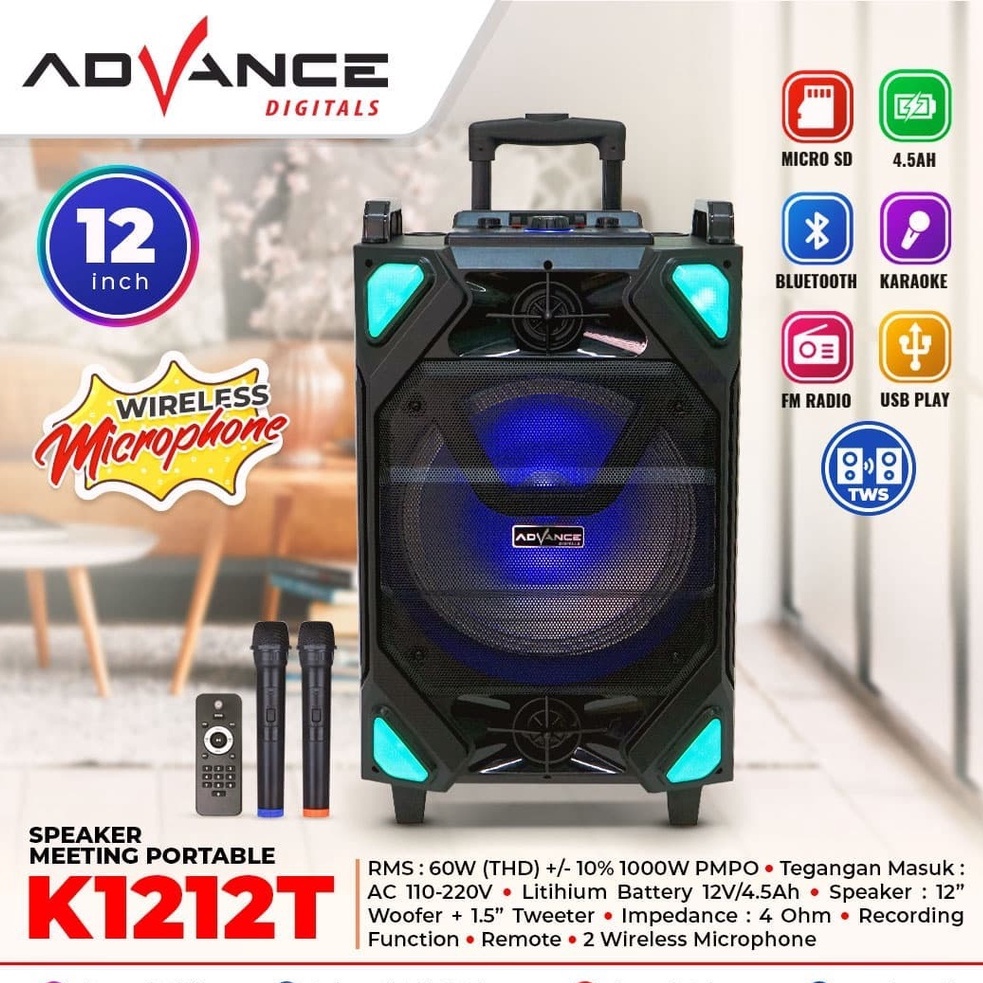 Jual Speaker Advance Portable K1212 T Speaker Meeting Bluetooth Portable Plus Mic Wireless ...