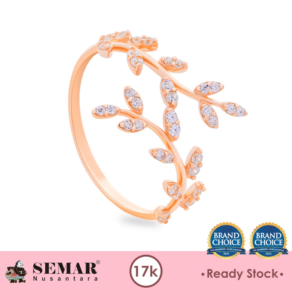 Jual Cincin Emas Spring Leaf Rose Gold 17K Semar Nusantara | Shopee ...