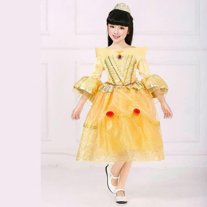 Jual Terlaris | Dress Kostum Gaun Princess Belle Kuning Emas (Beauty ...