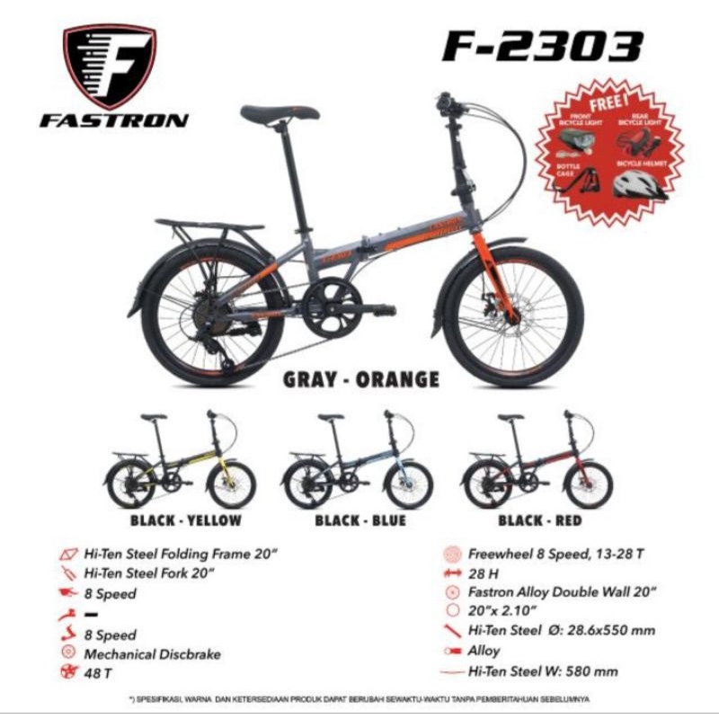 Jual sepeda lipat Fastron 20 inchi 8sp F-2303 (GOJEK) | Shopee Indonesia
