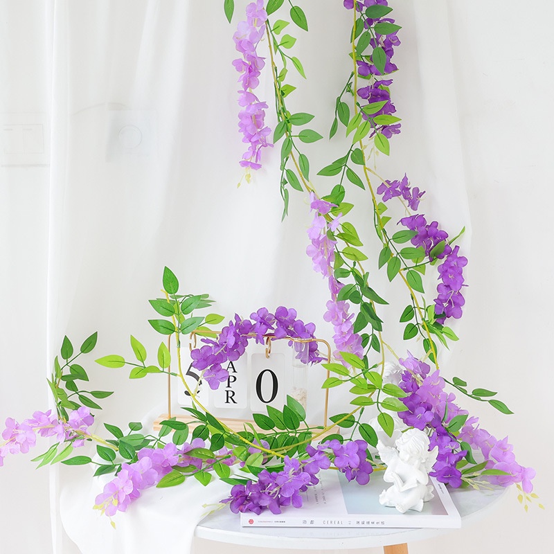 Jual Tanaman Hias Palsu Daun Rambat Bunga Wisteria Rambat flower Juntai ...