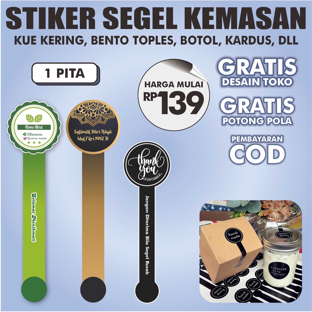 Jual Stiker Segel Kemasan Box Kardus Botol Toples Kue Kering Madu ...