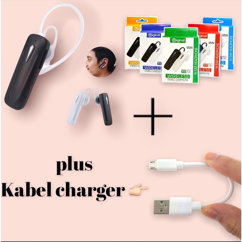 Jual Headset Handsfree Earphone BLUETOOTH BRANDED M2 SINGLE ISI 1 PACK ...
