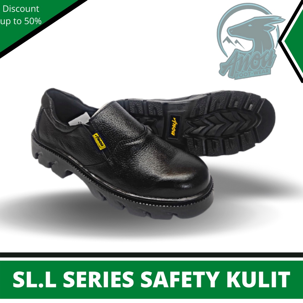 Jual Sepatu Safety Slip on Anoa kulit sapi asli | Shopee Indonesia