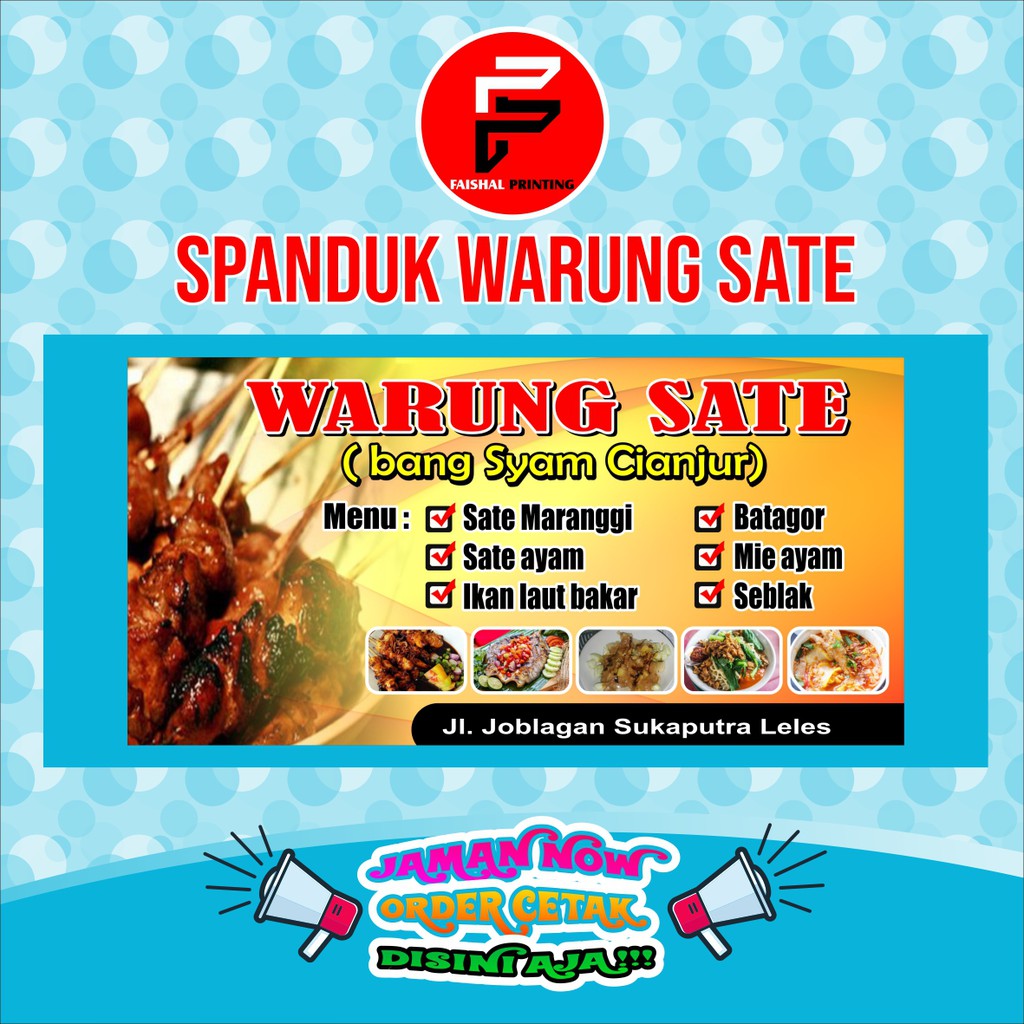 Jual spanduk / banner / backdrop usaha warung sate ukuran 2 x 1 meter ...