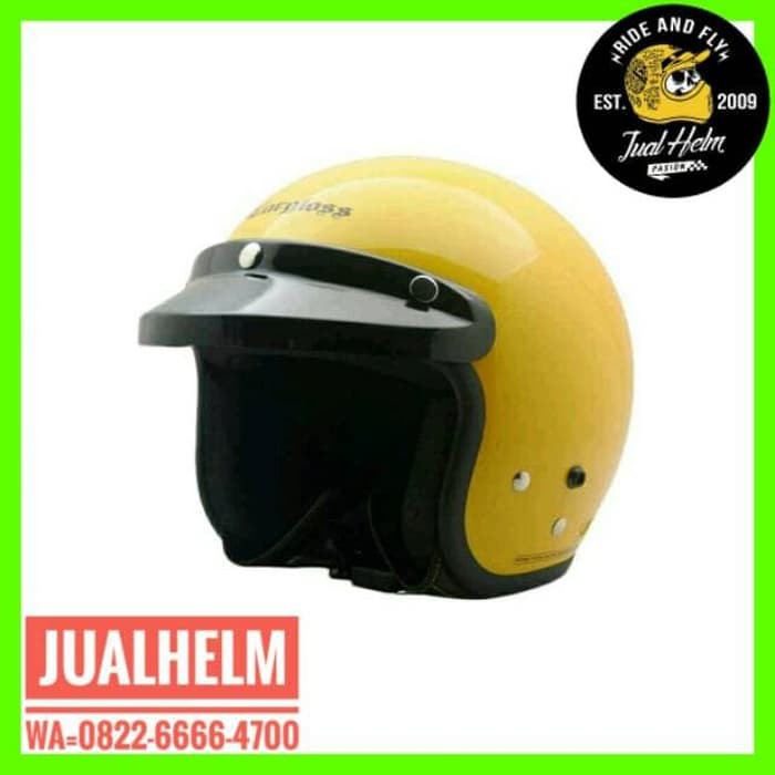 Jual Helm Cargloss Kuning Yellow Glossy / Helm Retro nyaman & trendy ...