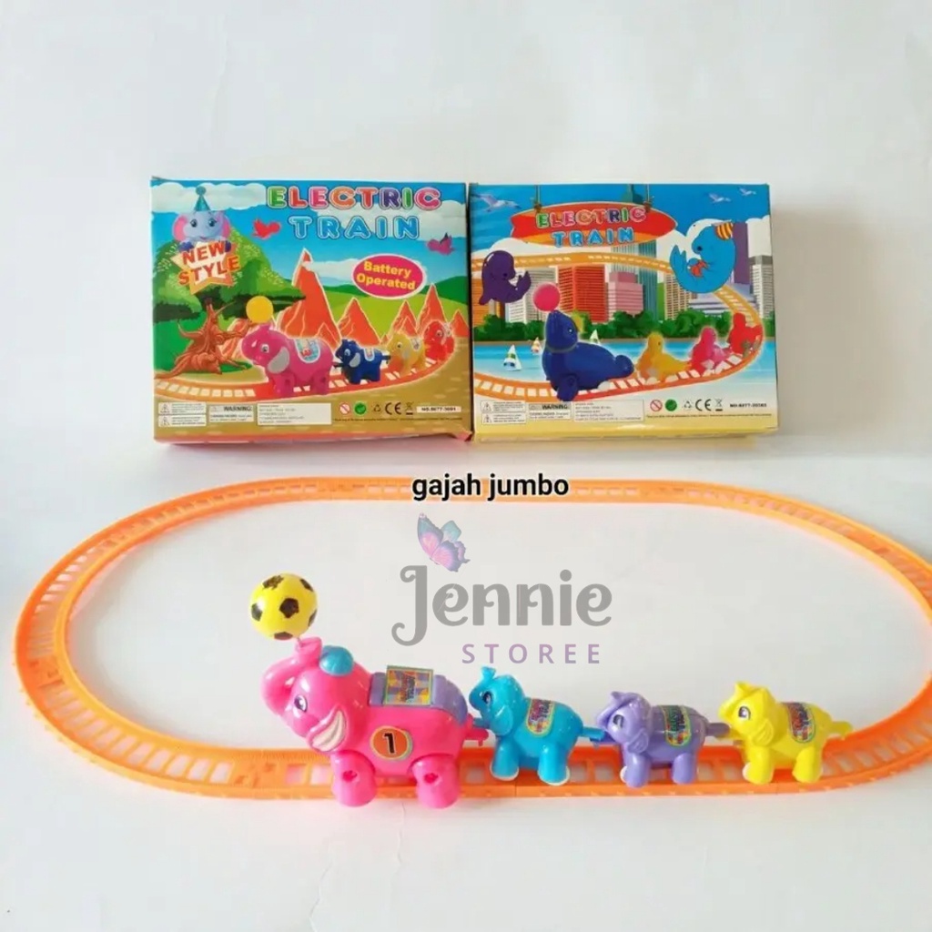 Jual Mainan Electric Train Gajah Kuda Laut Mainan Kereta Api Gajah ...
