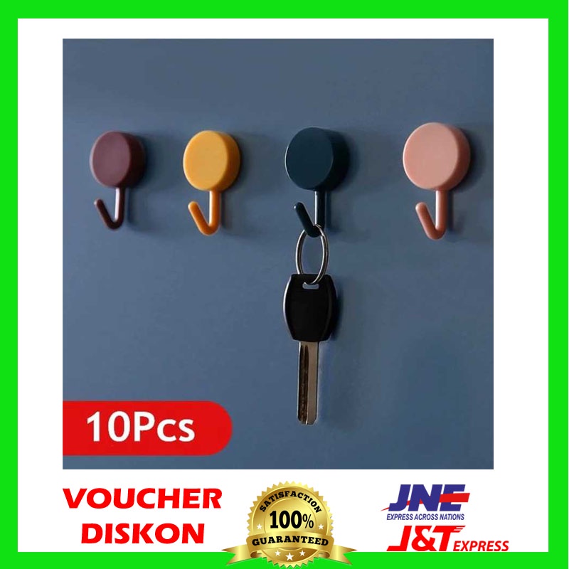 Jual Gantungan Kunci Hook Wall Hanger Adhesive 10PCS (HITAM PUTIH ...