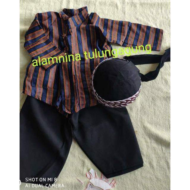 Jual Baju surjan sorjan lurik beskap 7bln blangkon batik | Shopee Indonesia