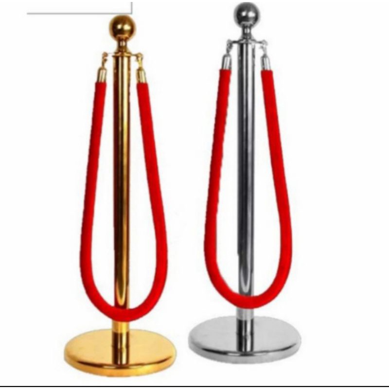 Jual Tiang antrian bulat stanlist / pembatas tiang antrian silver ...