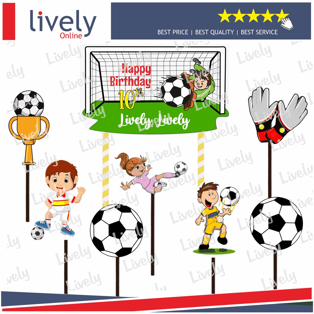 Jual CUSTOM NAMA CAKE TOPPER KARAKTER SEPAK BOLA 02 HIASAN KUE ULANG ...