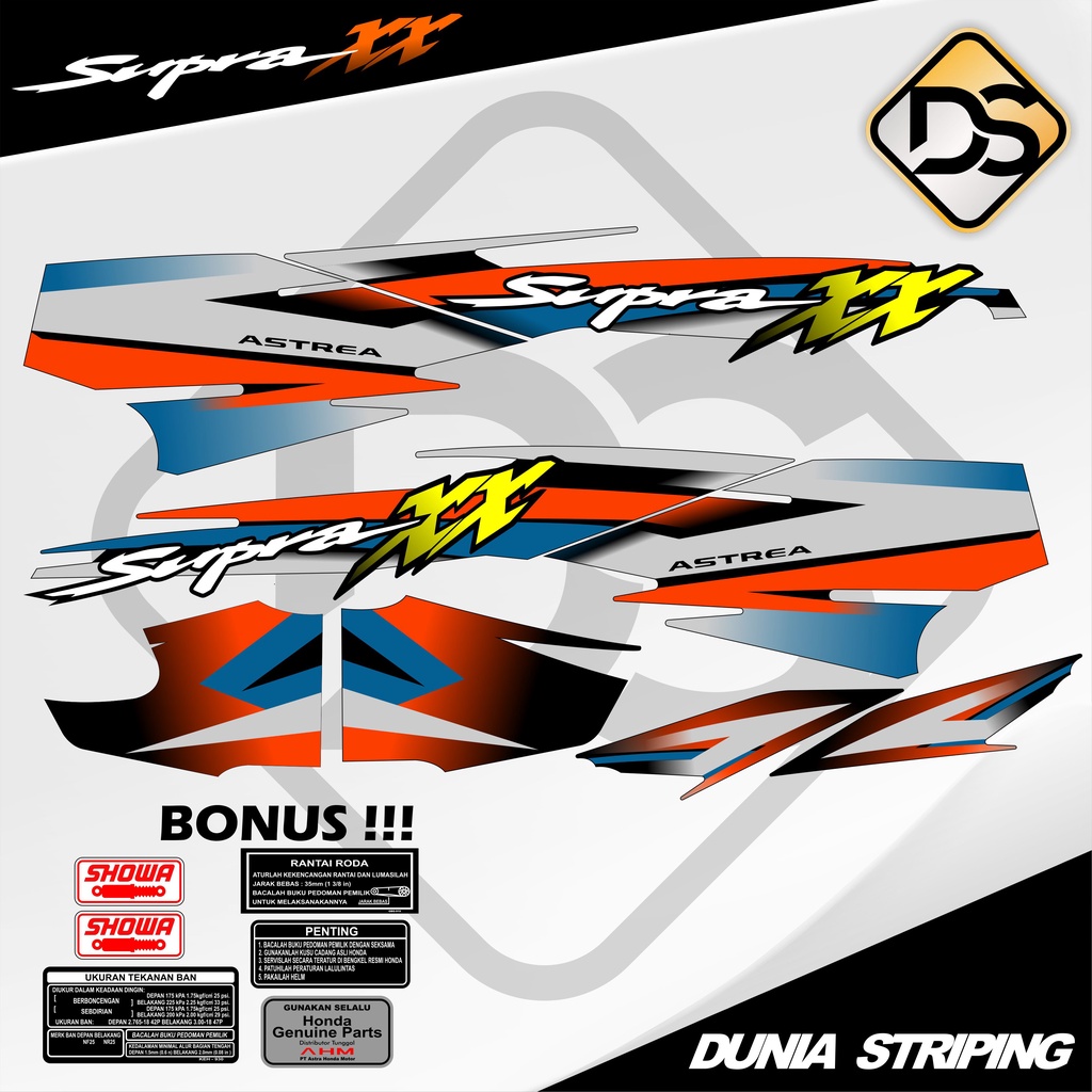 Jual STRIPING STICKER STOCK DECAL STIKER MODEL ORI HONDA SUPRA XX OLD ...