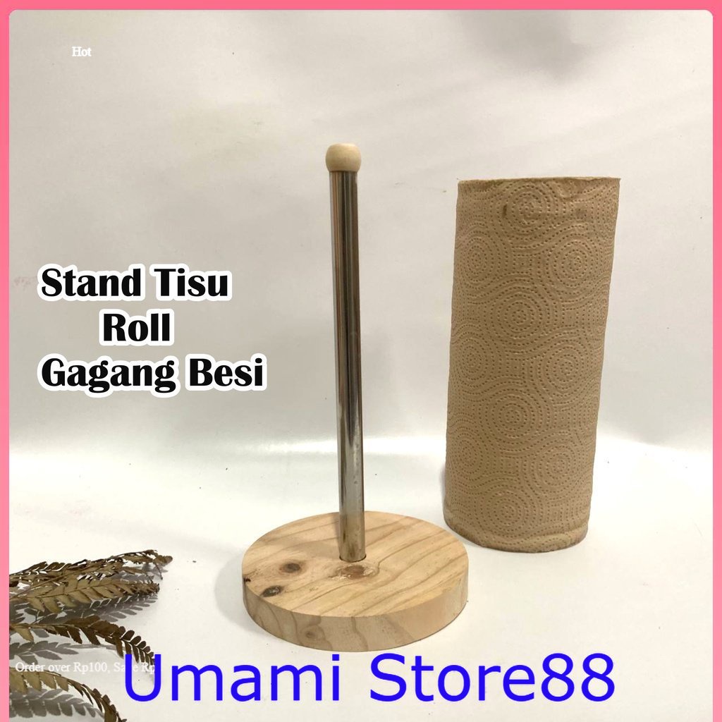 Jual Stand Tisu Roll Kayu Gagang Besi Tempat Tisu Rol Stainless Tissue ...