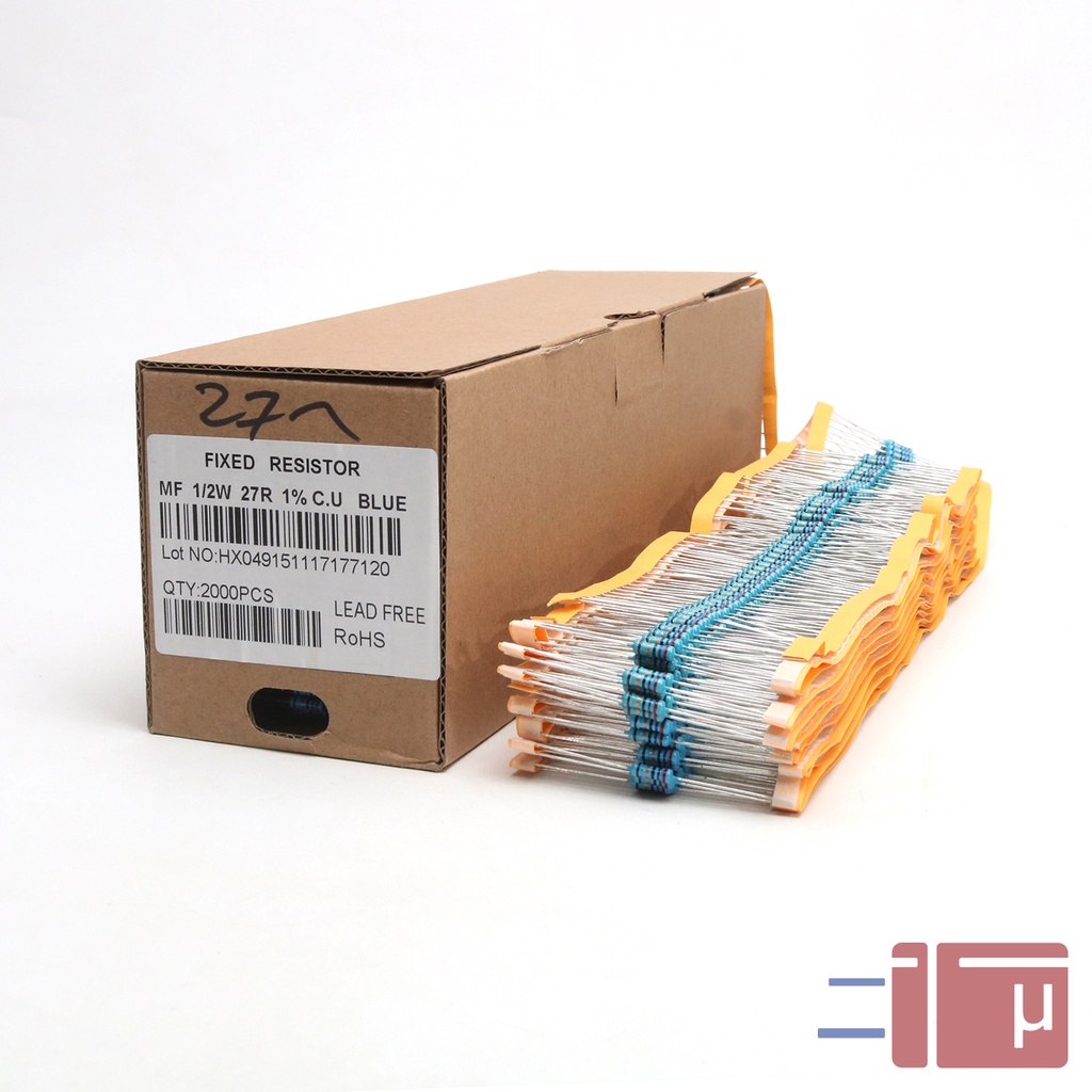 Jual x10 Resistor 27R 27 Ohm 1/2W Metal Film 1% Taiwan Kaki Tembaga ...