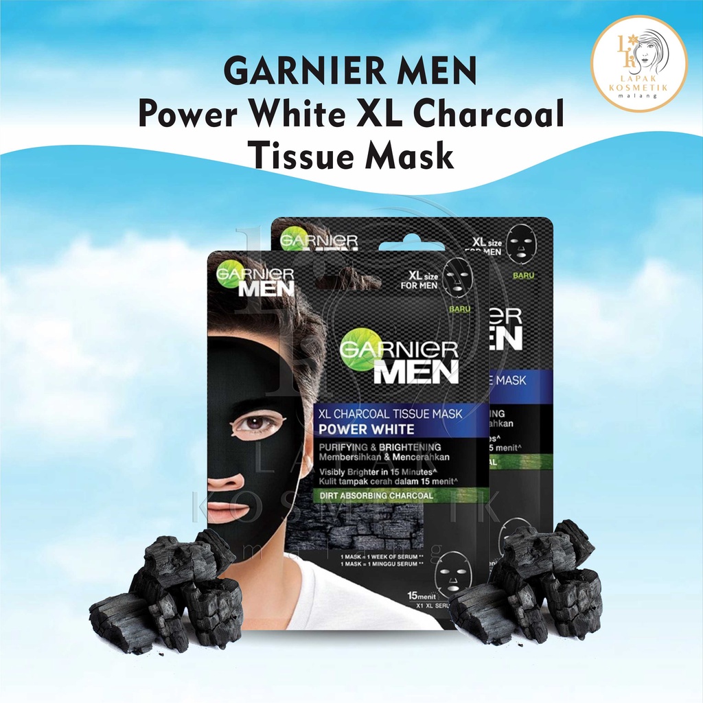 Jual Garnier Men Power White XL Charcoal Tissue Mask (Masker Wajah Pria ...