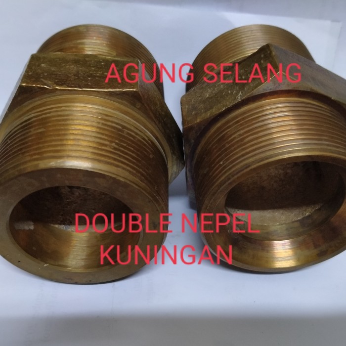 Jual DOUBLE NEPEL KUNINGAN TEBAL BRASS - 2" MB X 2" MU BSPT X NPT | Shopee Indonesia