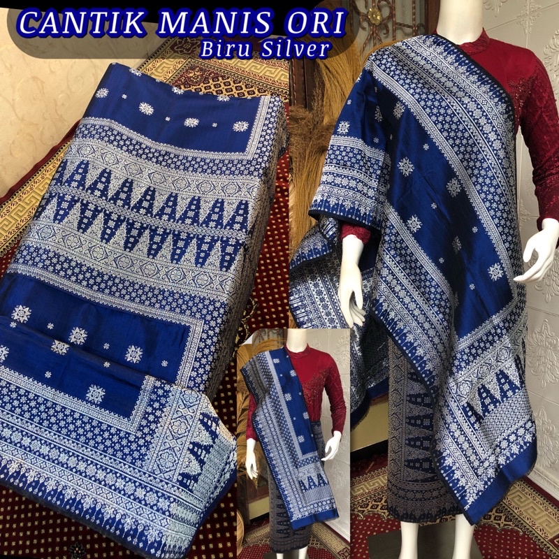 Jual SONGKET CANTIK MANIS ORI Biru silver / Songket Tenun Palembang asli Tenun Tangan / ilham ...